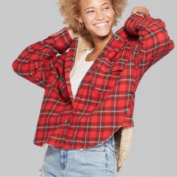 wild fable | Jackets & Coats | Wild Fable Cozy Fleece Lined Red Flannel ...